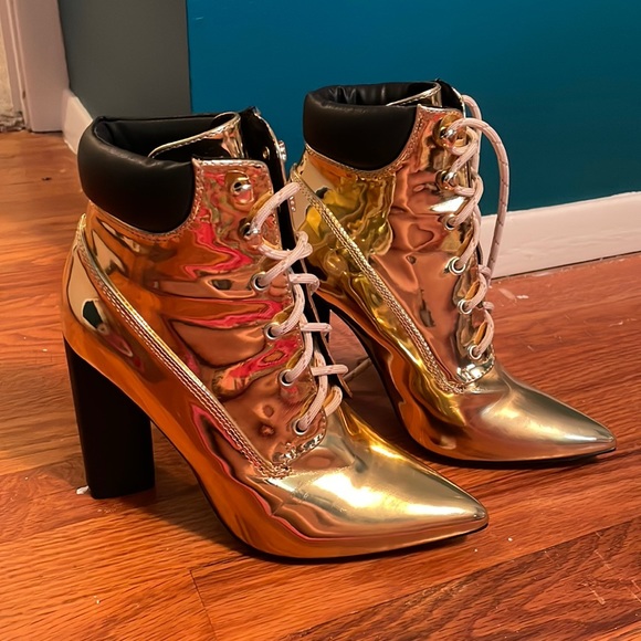 Qupid | Shoes | Gold Booties | Poshmark